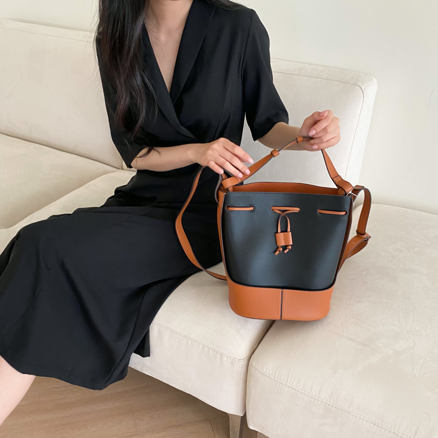 서연 [s Xxl]여름 빅사이즈 블랙 베이지 77사이즈 88사이즈 결혼식 하객룩 정장 카라원피스