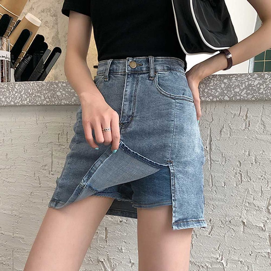 여자여름치마 데님스커트 여자20대쇼핑몰 청치마바지 10대 데일리룩 앞트임 미니 숏치마 데님 스커트 패션 여자청치마
