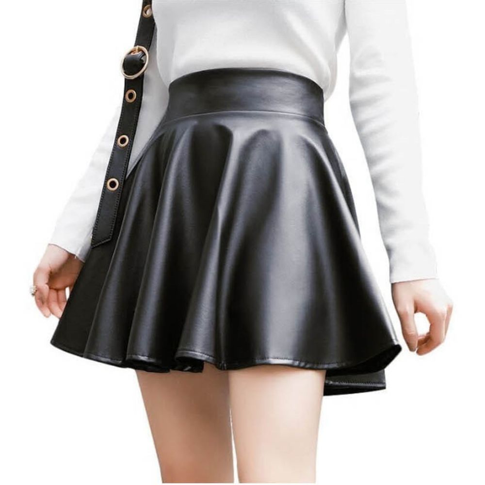 다온이상점 롱스커트 스커트 플레어스커트 플리츠스커트 쉬폰스커트 세련된 귀여운 주름 포인트 레더 플레어 스커트 치마