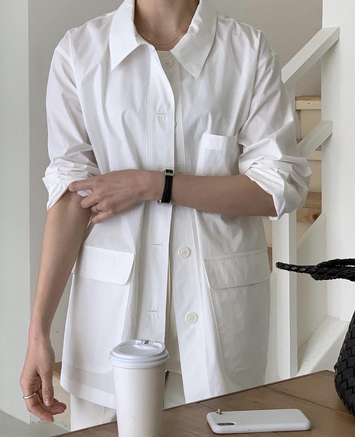 나우어데이즈 feb11 페브러리 썸머 하프 자켓 긴팔 카라 포켓 싱글 jk (2col)