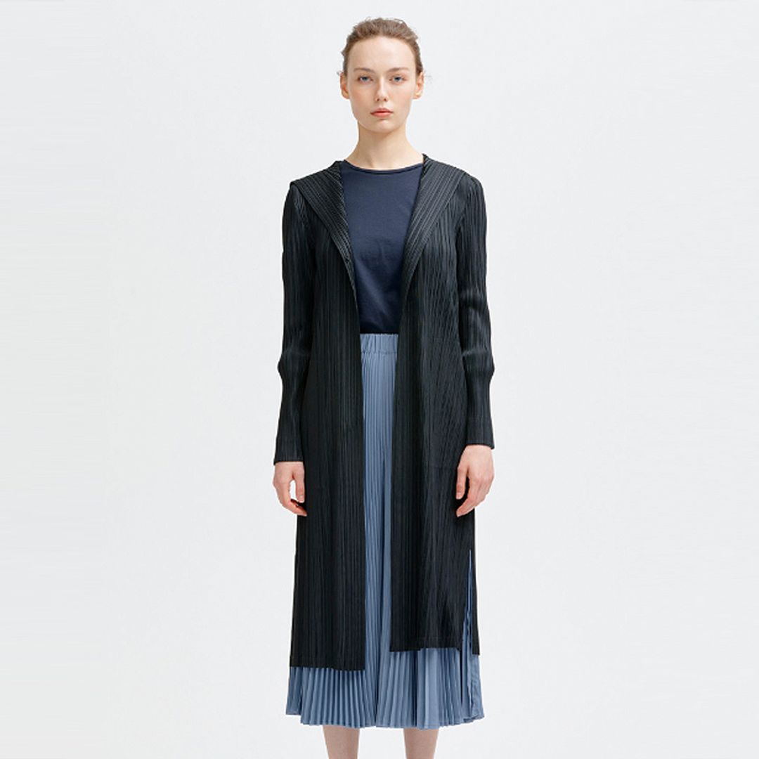 포스티 22ss 닥스 여성 D Pleats 블랙 스트랩 후드 롱가디건dlja2bp92bk