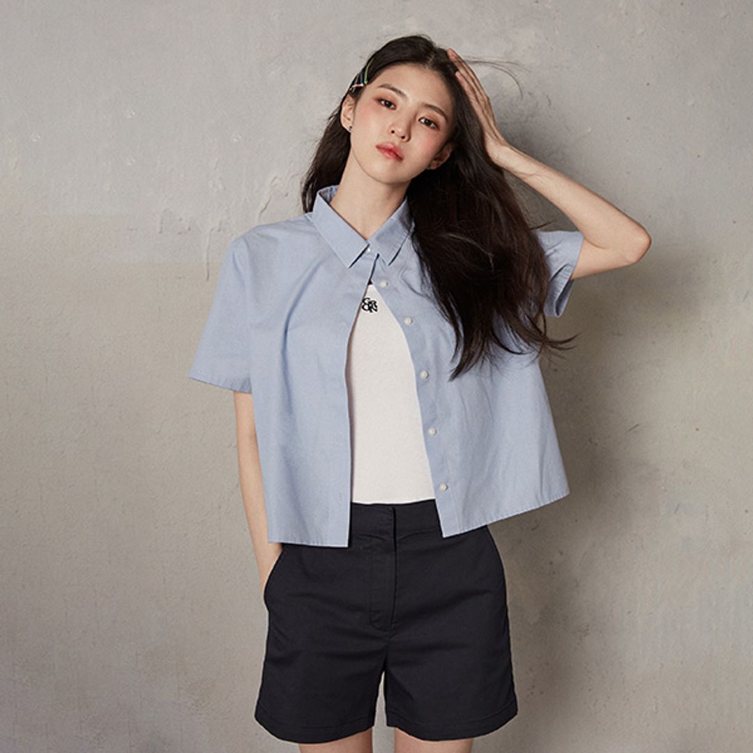 반팔 크롭 셔츠 343515