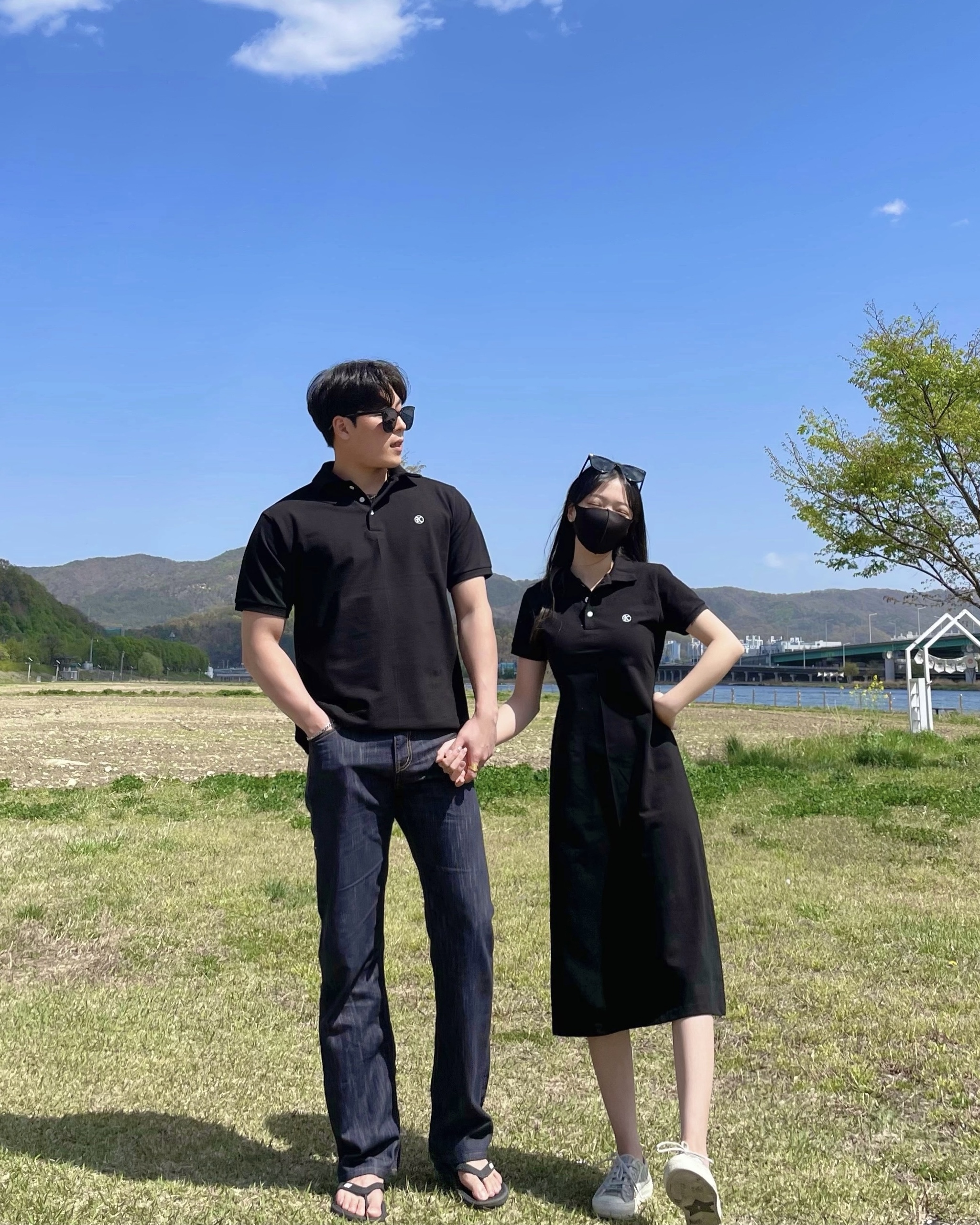 비바블 허리잘록고퀄 Ex 반팔 반팔 롱 원피스 Pk 카라티 여름 커플룩 커플티 시밀러룩 남녀공용 빅사이즈 데일리 꾸안꾸 여행 데이트룩 슬림핏 A라인 원피스 여름코디 니트