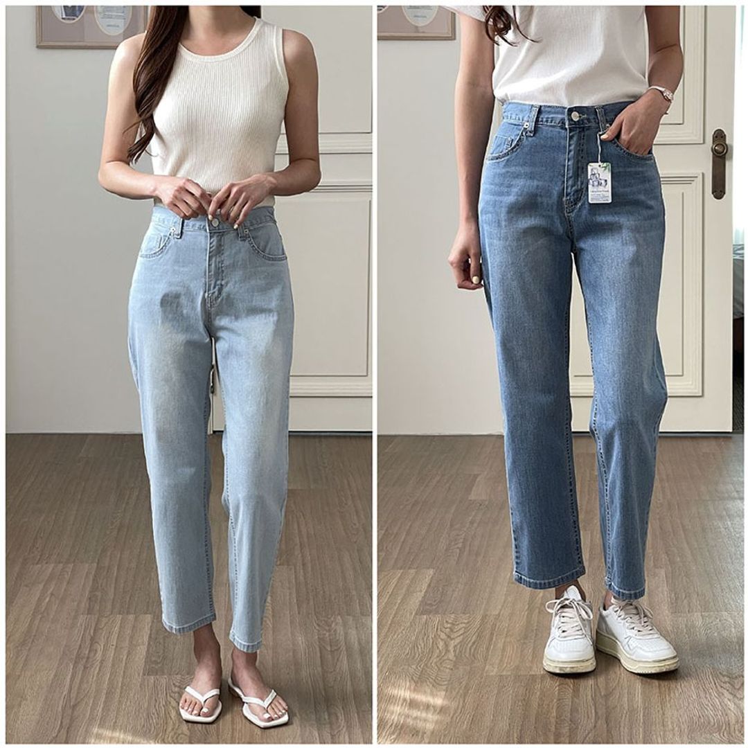 세미와이드청바지 연청바지 보이핏 여자통 청바지 마더진