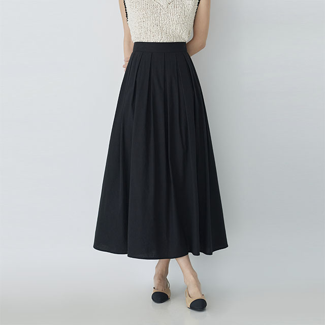 리틀마켓 💗여름신상💗 코튼 A라인 뒷밴딩 롱 플리츠 풀 스커트 Ke26b3 치마 맥시 주름 면 썸머 베이지 블랙 화이트 데이트 하객 결혼식 출근 오피스 여행 바캉스 휴양지 룩