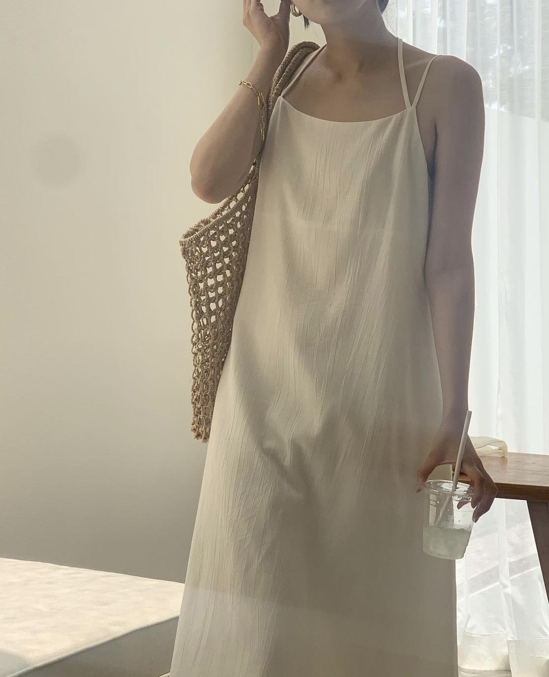 나우어데이즈 BR 브런치 캐리 원피스 슬리브리스 끈나시 롱 ops (3col)