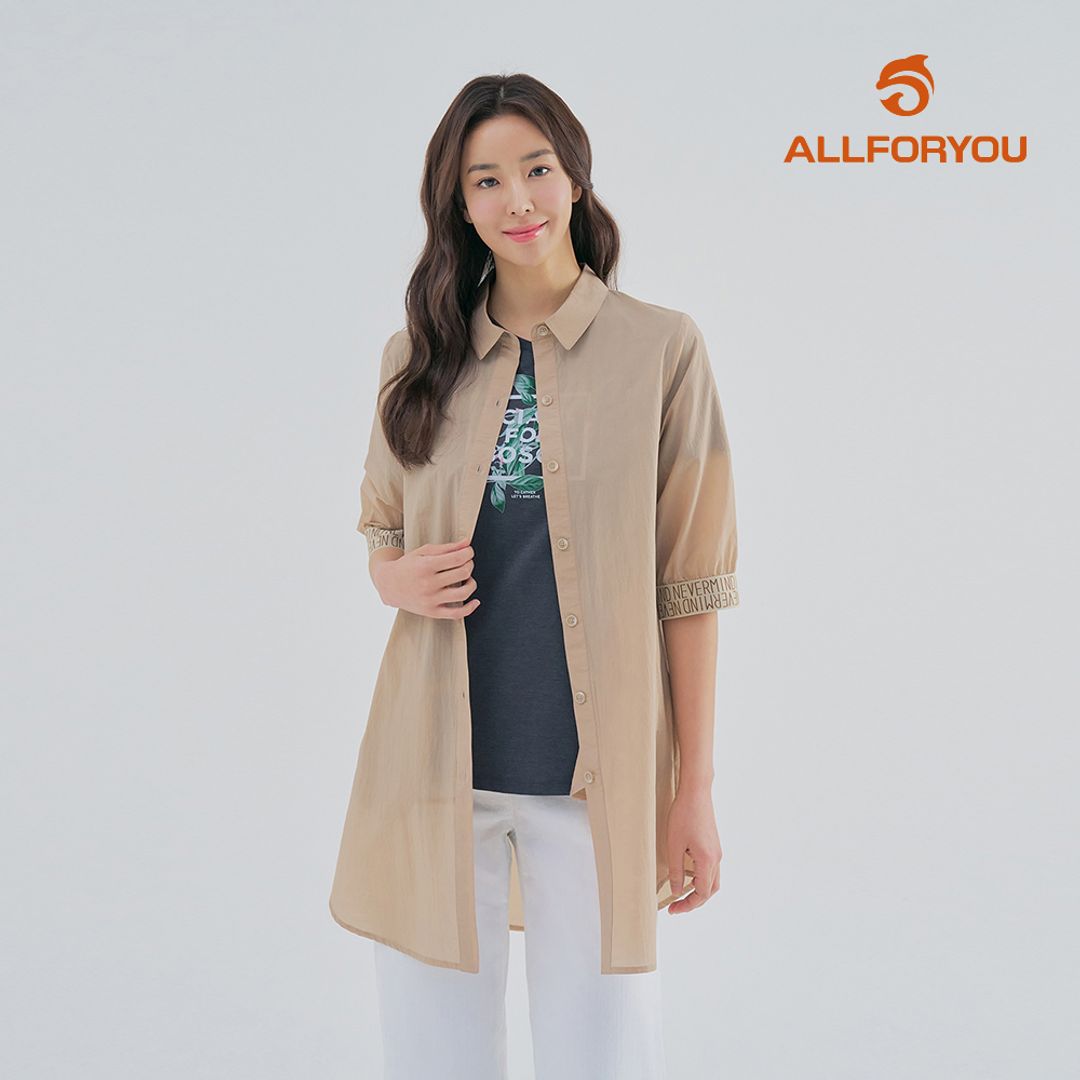 포스티 올포유 모델착장 23ss 여성 레터링 시보리 포인트 장기장 카라 블라우스 Alblm3341 509g