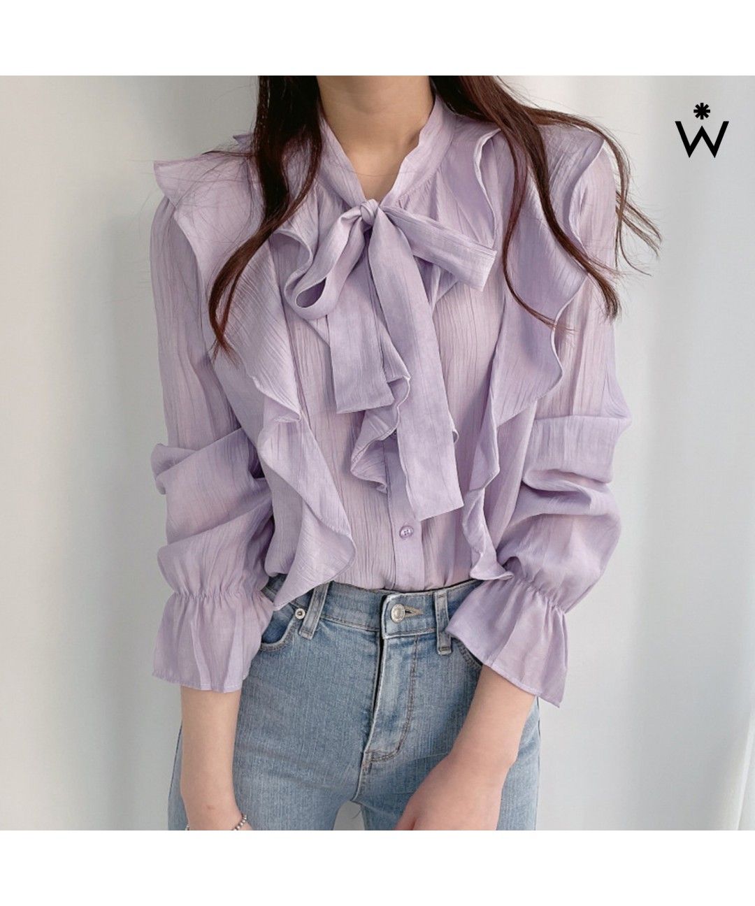 포스티 프릴넥 페미닌 데일리 블라우스 Wiaabl217