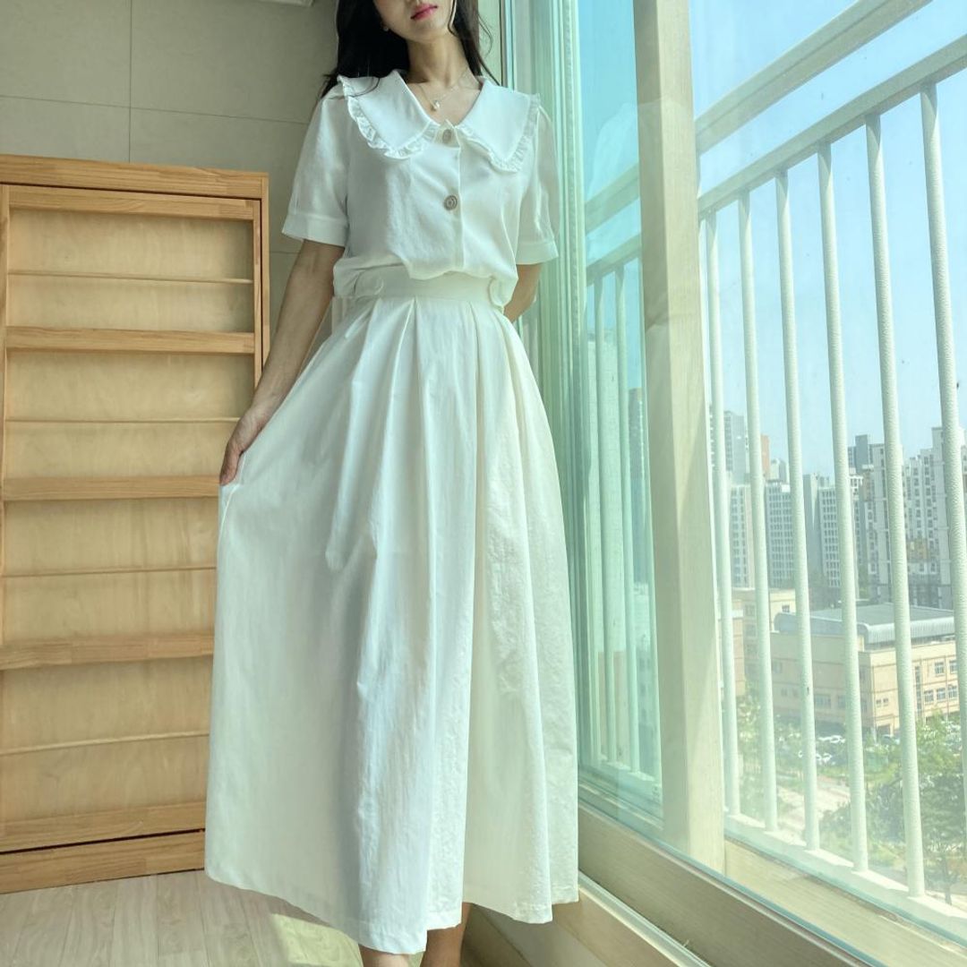 여름신상 바스락 스커트 벌룬 핀턱 치마 풀 스커트 여름 뒤밴딩 블랙 화이트 핑크 플레어 스커트 하객룩 데이트룩 각종 행사 여신