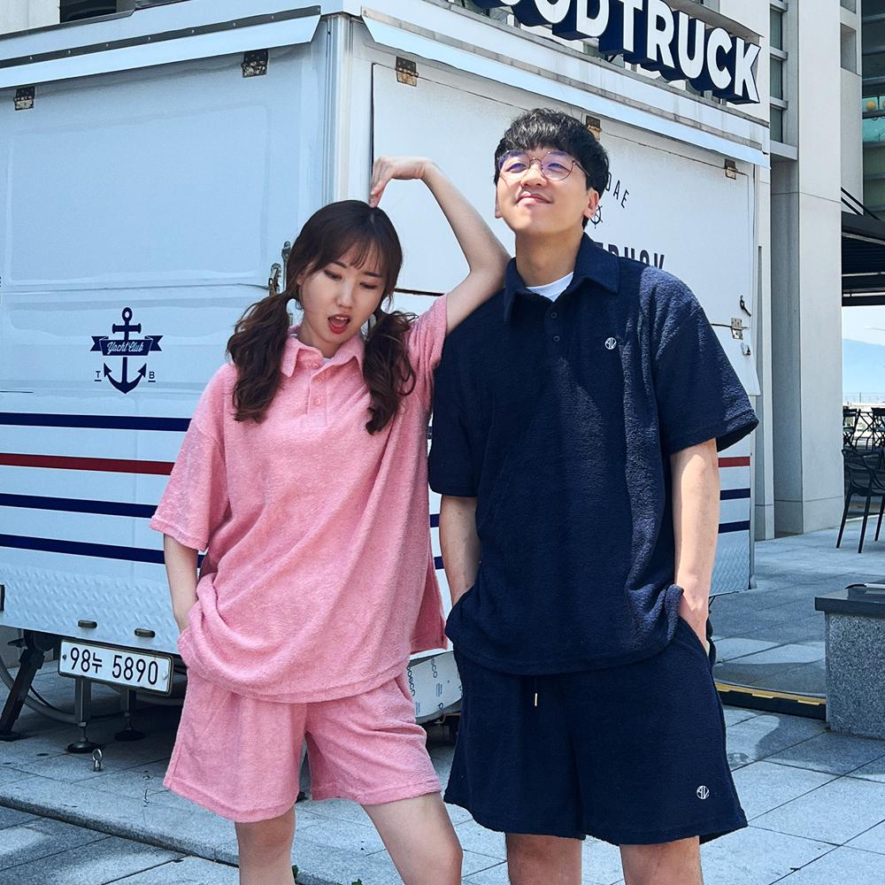 어쓰썸 남녀공용 여름커플룩 테리 타올 트레이닝 세트 루즈핏 반팔 반바지 봄 여름 타월 트레이닝복 시밀러룩 커플트레이닝복 커플