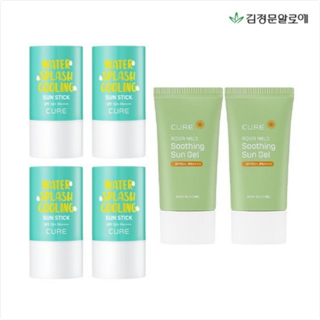 포스티 김정문알로에 워터 스플래쉬 쿨링 선스틱 23g×4 아쿠아 선젤크림 50ml X 2