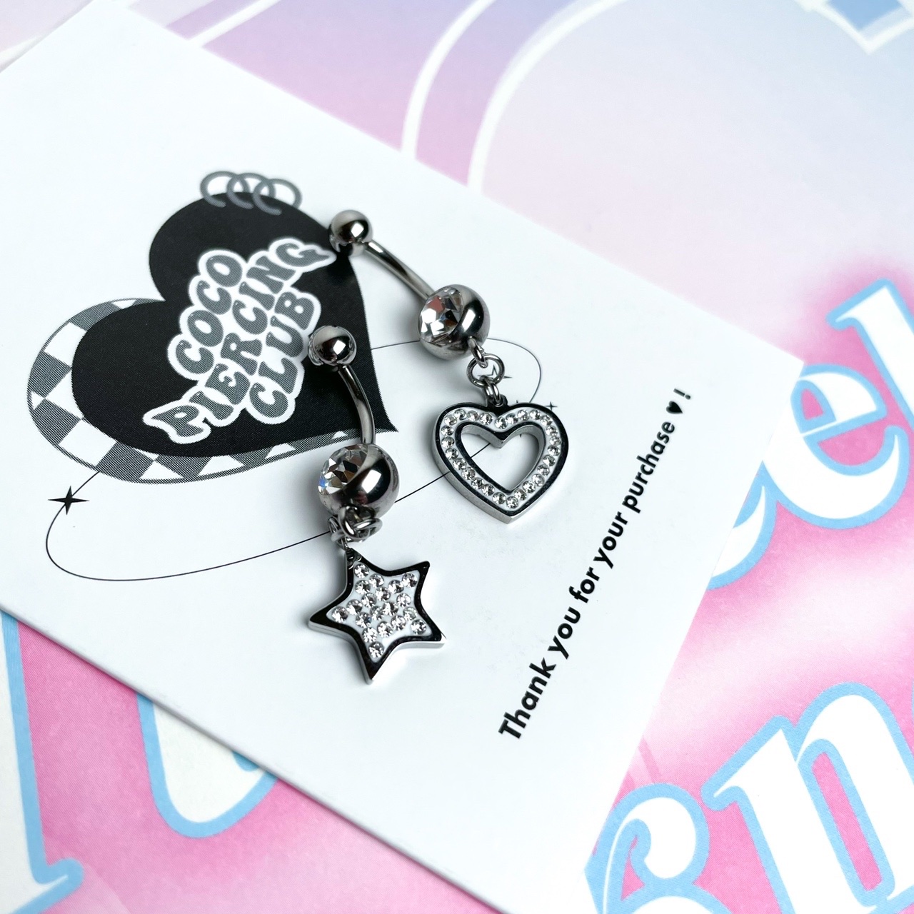 [배꼽피어싱] Coco Made ☀︎ 화이티 글리터 Belly Piercing 2type