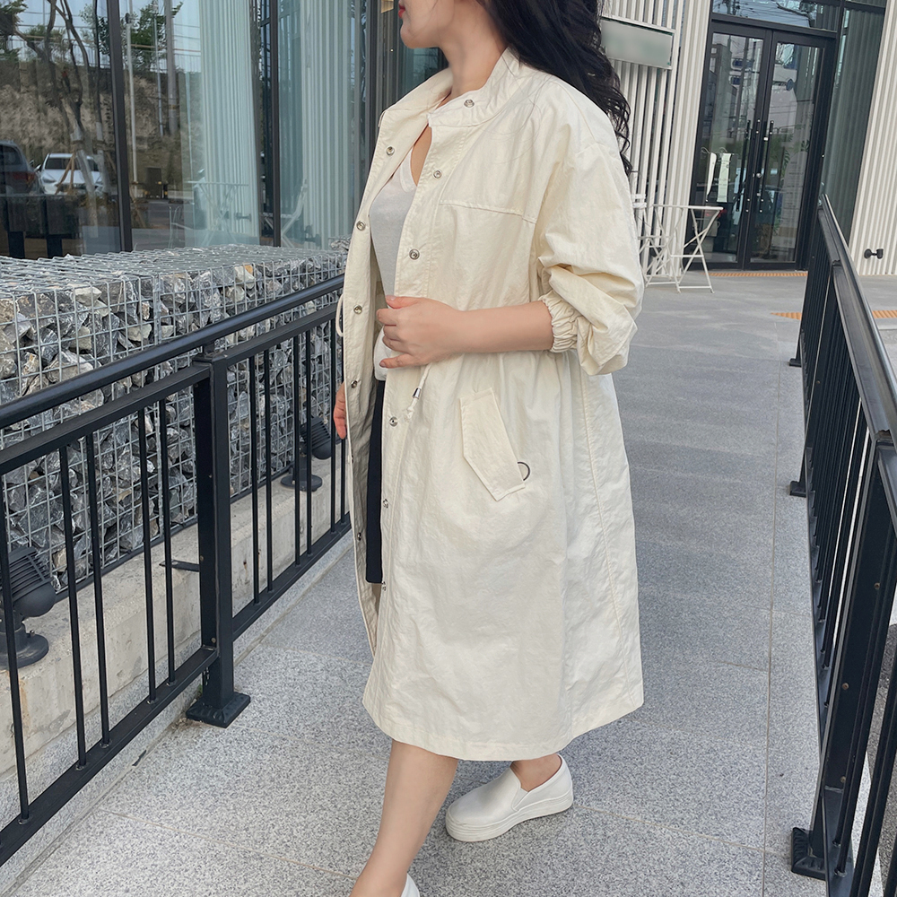 리리모드 윈드 스트링 바스락 봄 여름 바람막이 롱 점퍼 사파리 야상 자켓 여성아우터