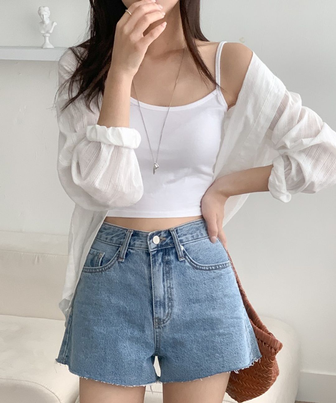 시스루 블라우스 화이트 흰색 검정 블랙여성 면 레이어드 오버핏 빅사이즈 77