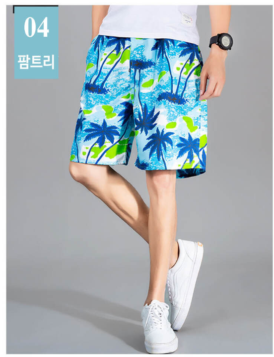 으니샵 5종3사이즈 패턴반바지 비치웨어 남여공용가능 남성수영복 수영복하의 비치반바지 여름 휴가 4부반바지 하와이안 반바지 여름반바지 커플수영복 남자수영반바지 남자비치