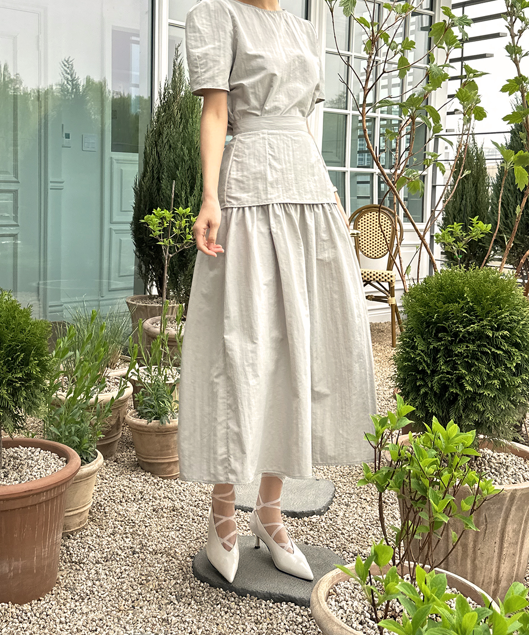 이중 에이라인 바스락스커트 SK427