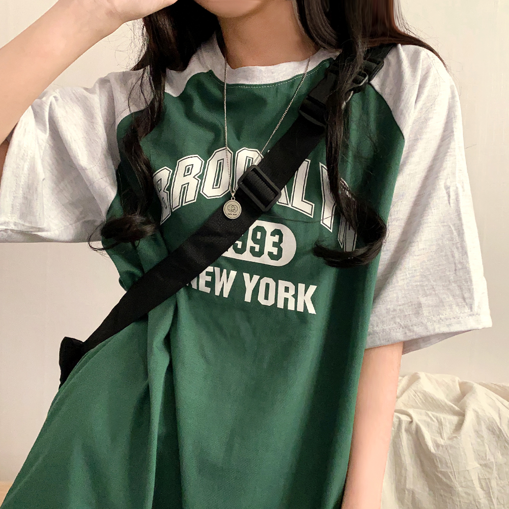 비앤드지투 [4col/박시핏] 브루클린 배색 데일리 나그랑 반팔티T