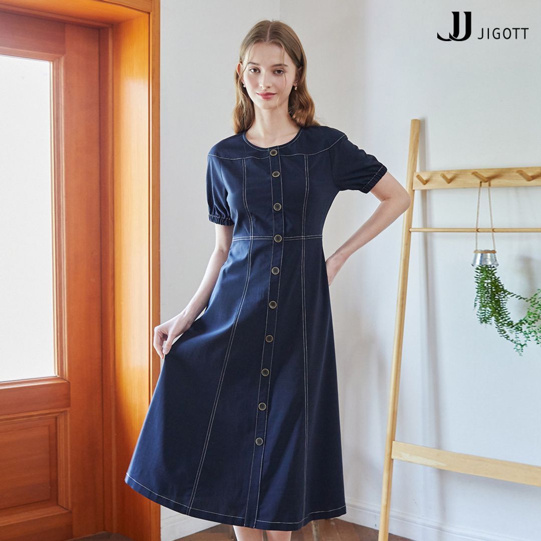 포스티 Jj지고트 밴딩 슬리브 스티치 원피스 Gm5p0op63