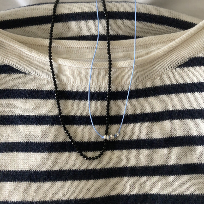 무드키키 실버볼컬러끈목걸이(5col) 레이어드 실목걸이 은볼 여름 파스텔 악세사리 [mkn001]