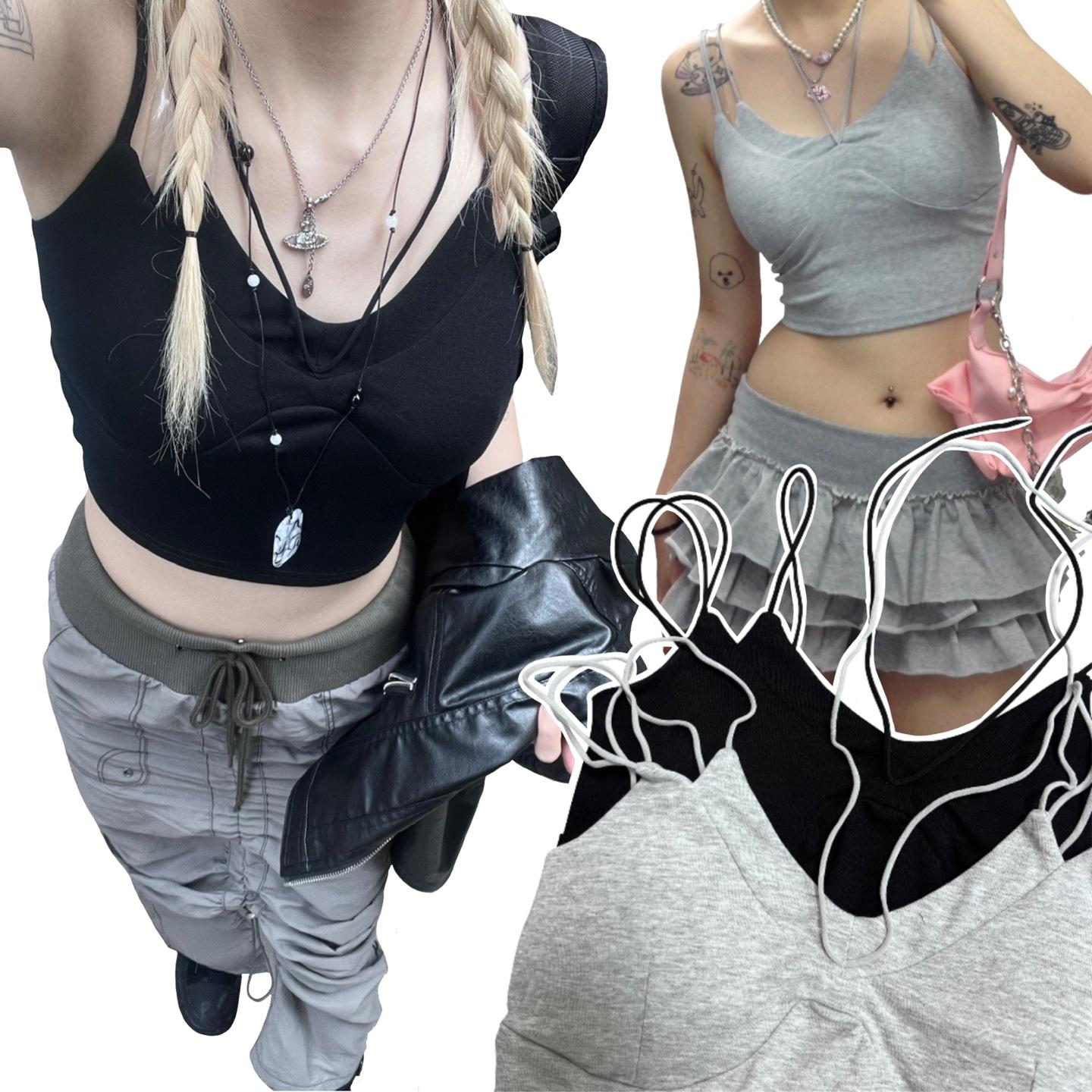 요치요치 Double string halter sleeveless top (2color)