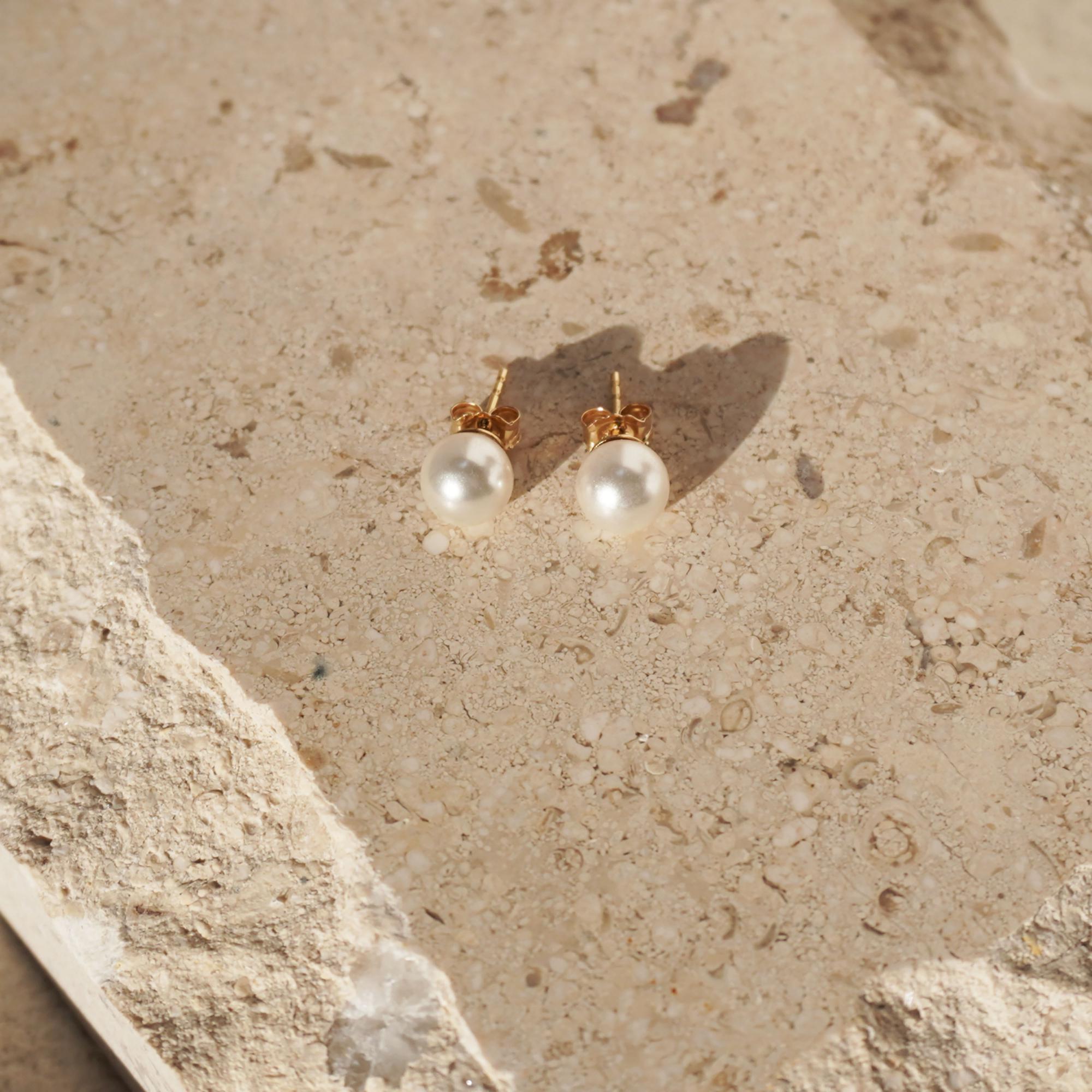 라빌로즈 14k 오스트리아 스와로브스키 6mm 진주 귀걸이 GF