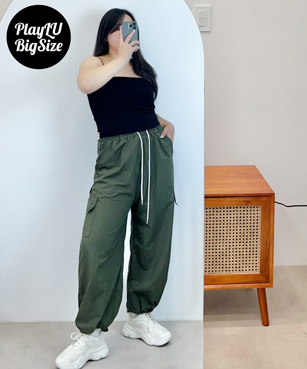 플레이루 [~4XL 빅사이즈 맛집] 쿨 바스락 투웨이 카고 와이드 롱 팬츠 - 4color