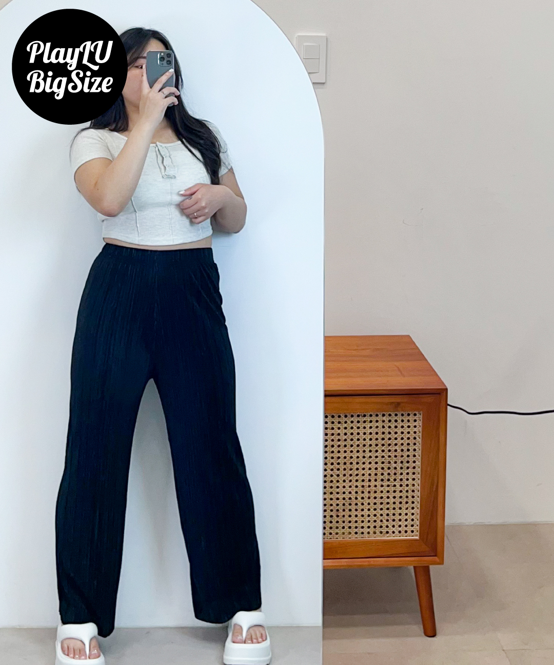 플레이루 [~120 빅사이즈 맛집] 쿨 스판 아코디언 플리츠 롱 팬츠-4color