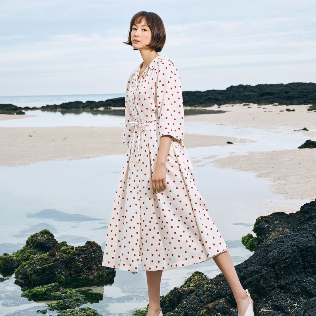 포스티 지스튜디오 지스튜디오 23ss 린넨100 도트원피스