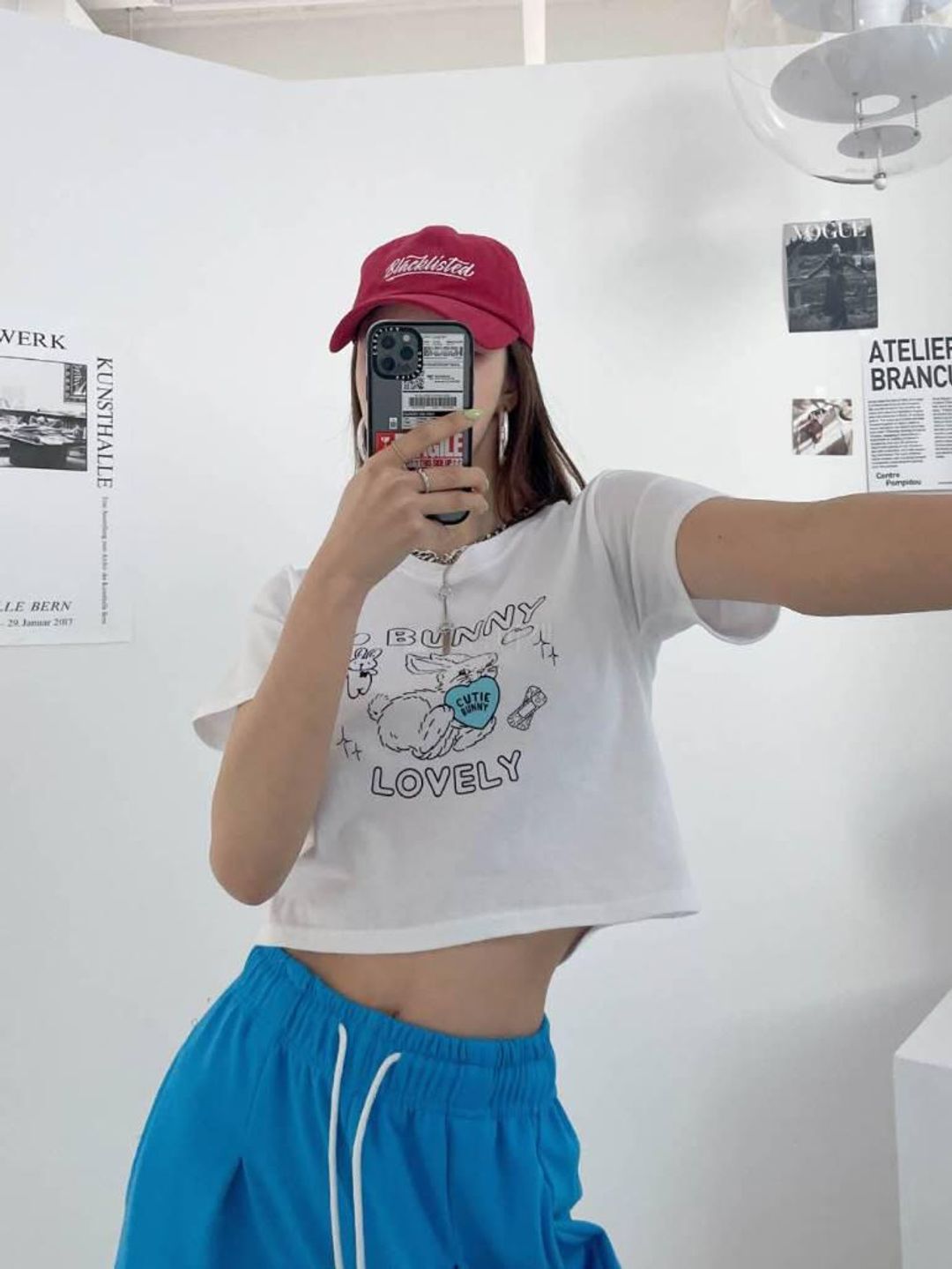 래빗 크롭 티셔츠 뉴진스 반팔티