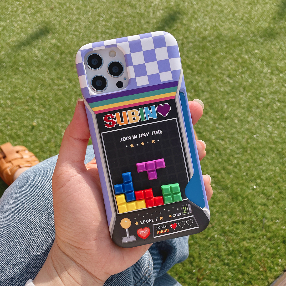 마이큐피드 레트로 테트리스 폰케이스 커플 케이스 폴드4 아이폰14 데코덴 하드 폰케이스 카드수납 범퍼 클리어 S23 Z플립4 S22 울트라 폴드4 A32