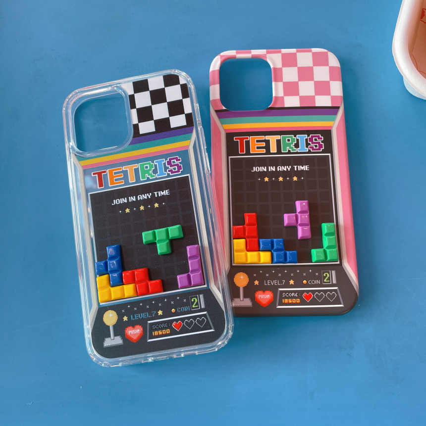 레트로 테트리스 폰케이스 커플 케이스 폴드4 아이폰14 데코덴 하드 폰케이스 카드수납 범퍼 클리어 S23 Z플립4 S22 울트라 폴드4 A32