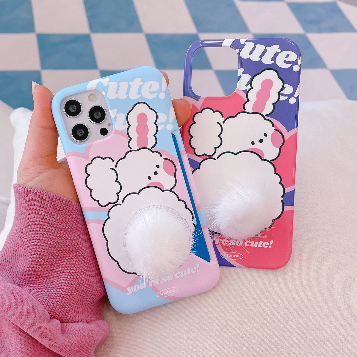 큐트 밍크 토끼 스마트톡 세트 커플 케이스 폴드4 아이폰14 데코덴 하드 폰케이스 카드수납 범퍼 클리어 S23 Z플립4 S22 울트라 폴드4 A32