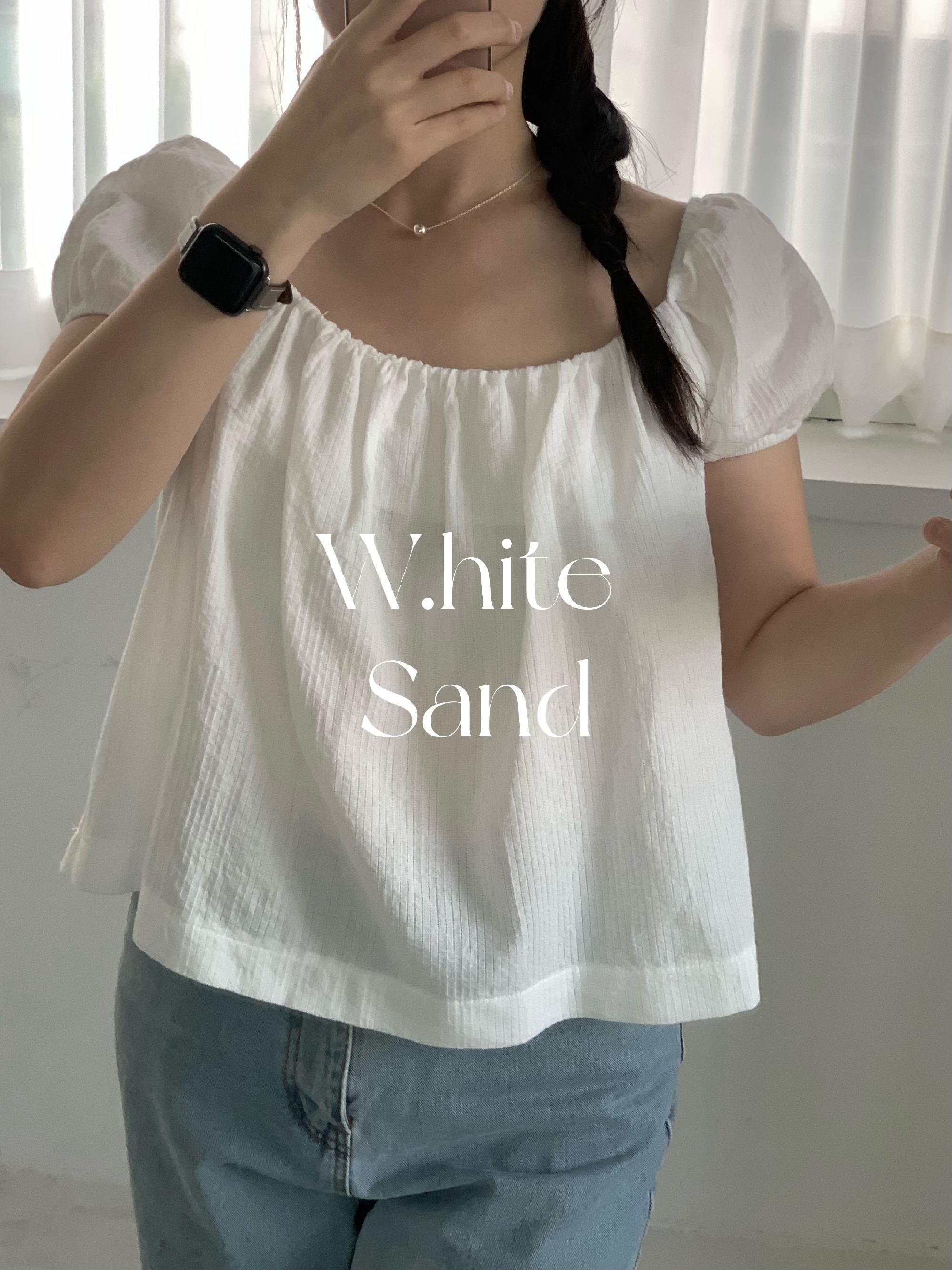 로웰 퍼프 셔링 시어서커블라우스(2col) Lowell puff shirring Seersucker BL