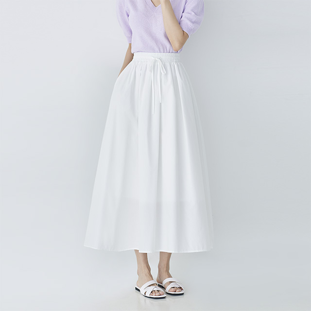 리틀마켓 라스트원 세일 썸머 코튼 포켓 밴딩 플레어 롱 스커트 Kf44b3 치마 면 A라인 얇은 시원한 화이트 베이지 퍼플 블랙 데이트 하객 결혼식 브라이덜 모임 출근