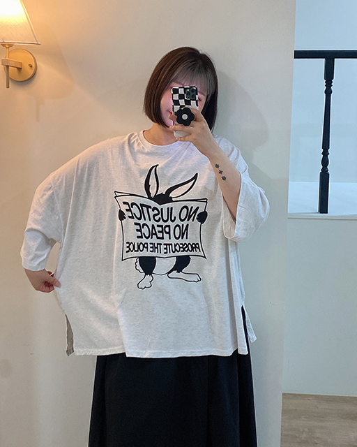 모빼상점 [66-120 / ~5XL] 빅사이즈 코튼 오버핏 래빗 롱티셔츠