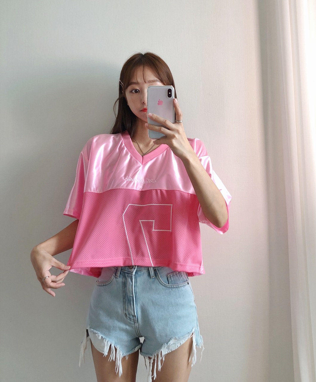 클로드모어 [MD픽!!/y2k/메탈크롭/매쉬크롭/시스루반팔] 메탈 7자수 매쉬 크롭티 3color