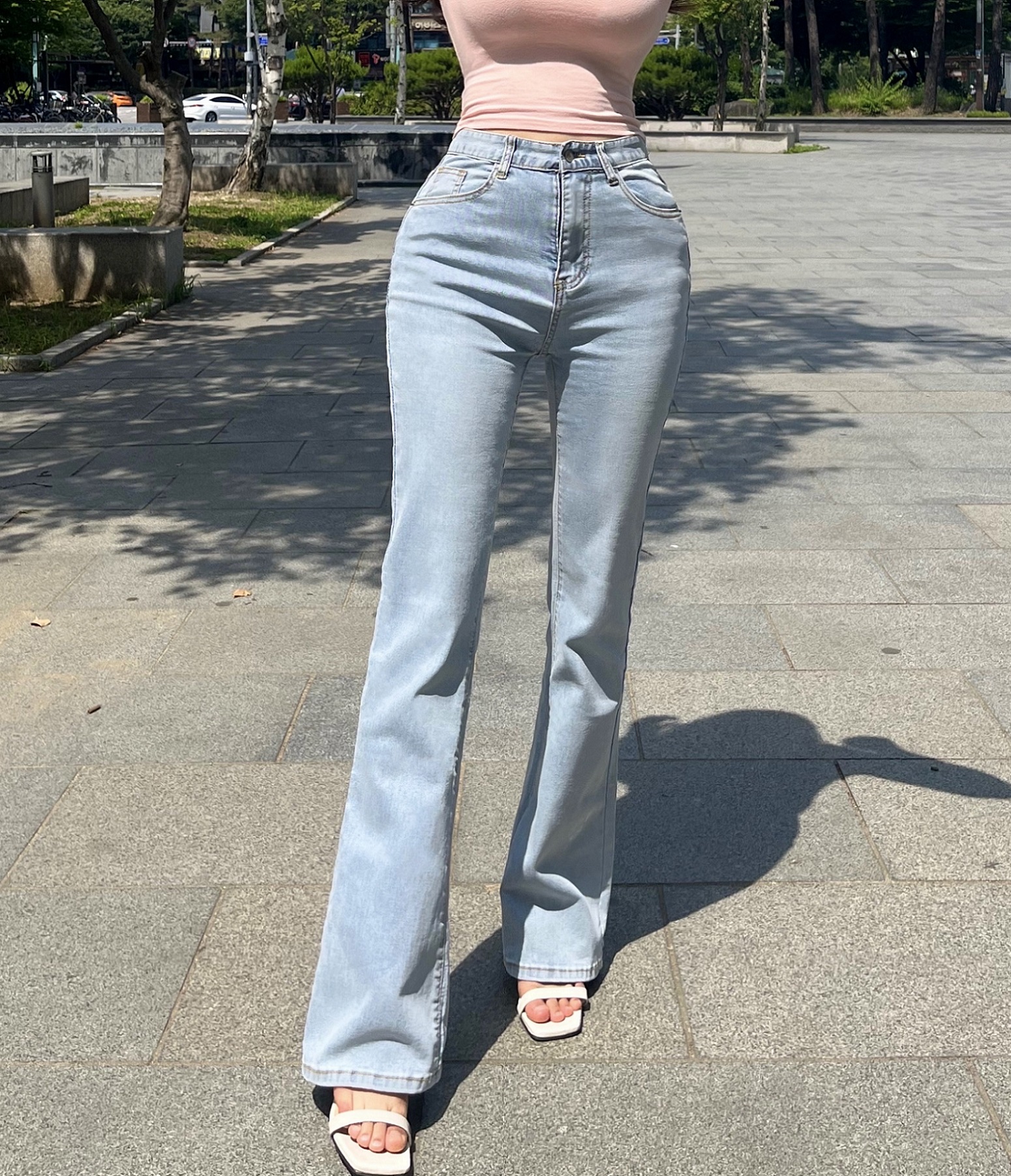 [인생핏 골반보정] 하이웨스트 롱 부츠컷 워싱 데님 팬츠 (2color 4size) 연청 진청 S M L XL