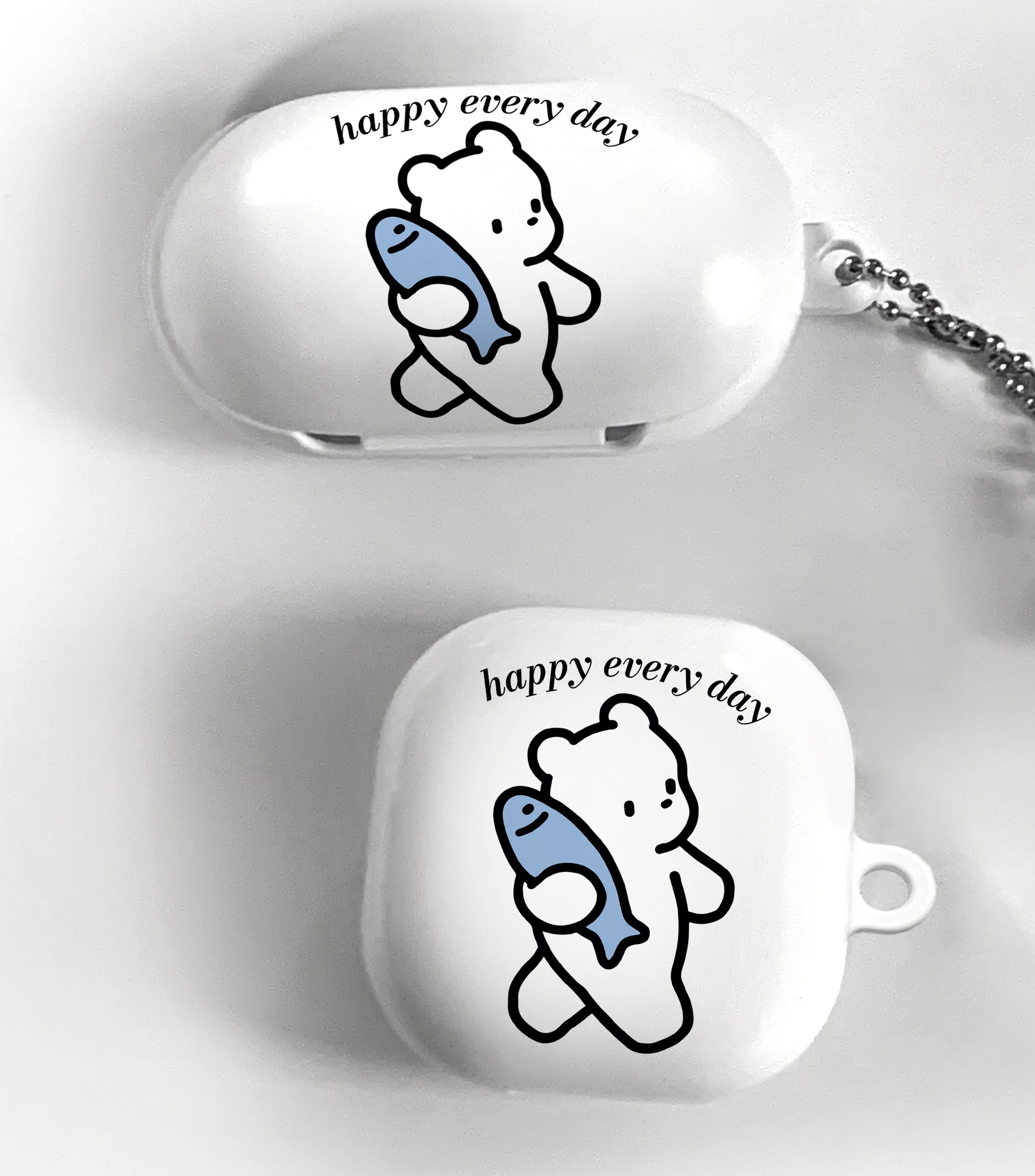 알로오브제 물고기 곰 버즈 일러스트 그림디자인 삼성갤럭시 버즈플러스 버즈라이브 프로케이스 사진디자인 커플 그림 일러스트 커플 친구선물 케이스