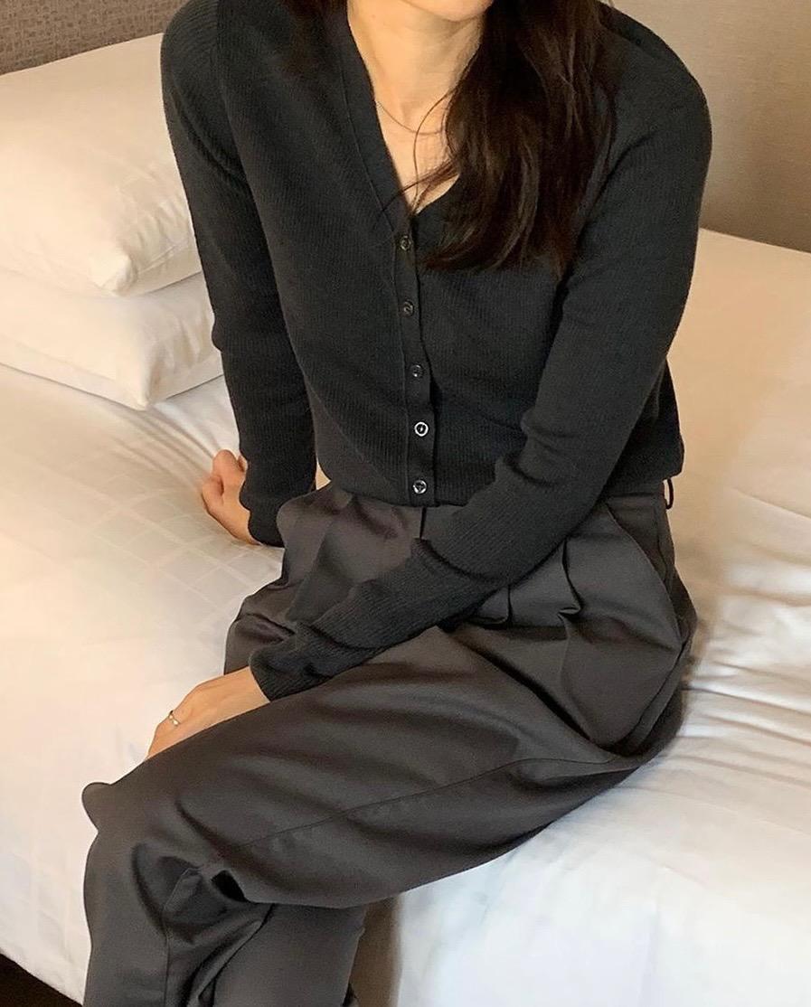 나우어데이즈 BR 브런치 브이넥 골지 가디건 울 긴팔 데일리 니트 cd (4col)