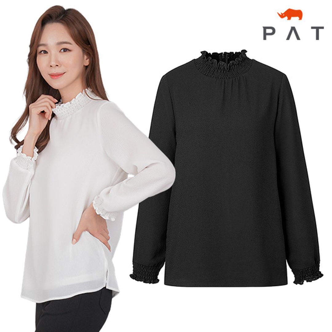 포스티 Pat 여성 셔링 포인트 솔리드 블라우스1h62510