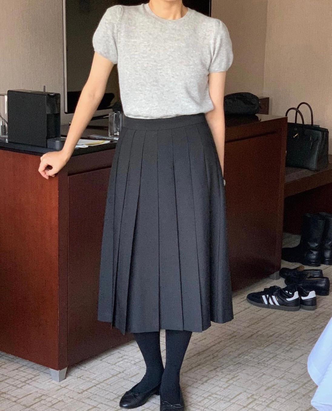 나우어데이즈 monique 모니크 헤이즐 플리츠 스커트 A라인 주름 롱 sk (2col)