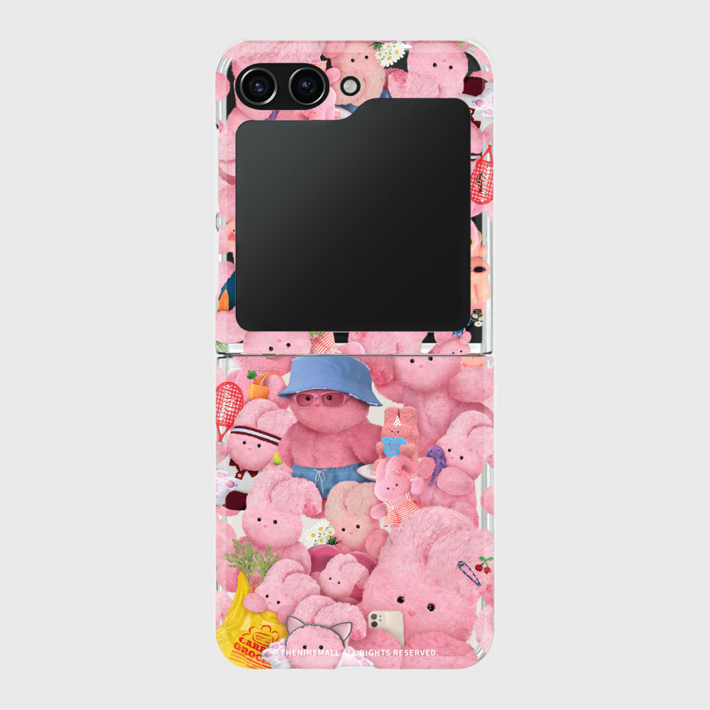 더나인몰 pink windy mood Z플립 클리어하드케이스 투명 하드 폰케이스 갤럭시 케이스 플립폰케이스 제트플립 1 2 3 ...