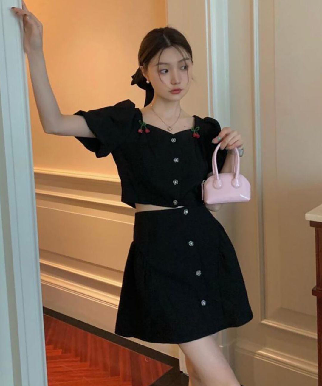 론리하트클럽 앙증 체리 탑앤스커트 2color (set) (S,M)