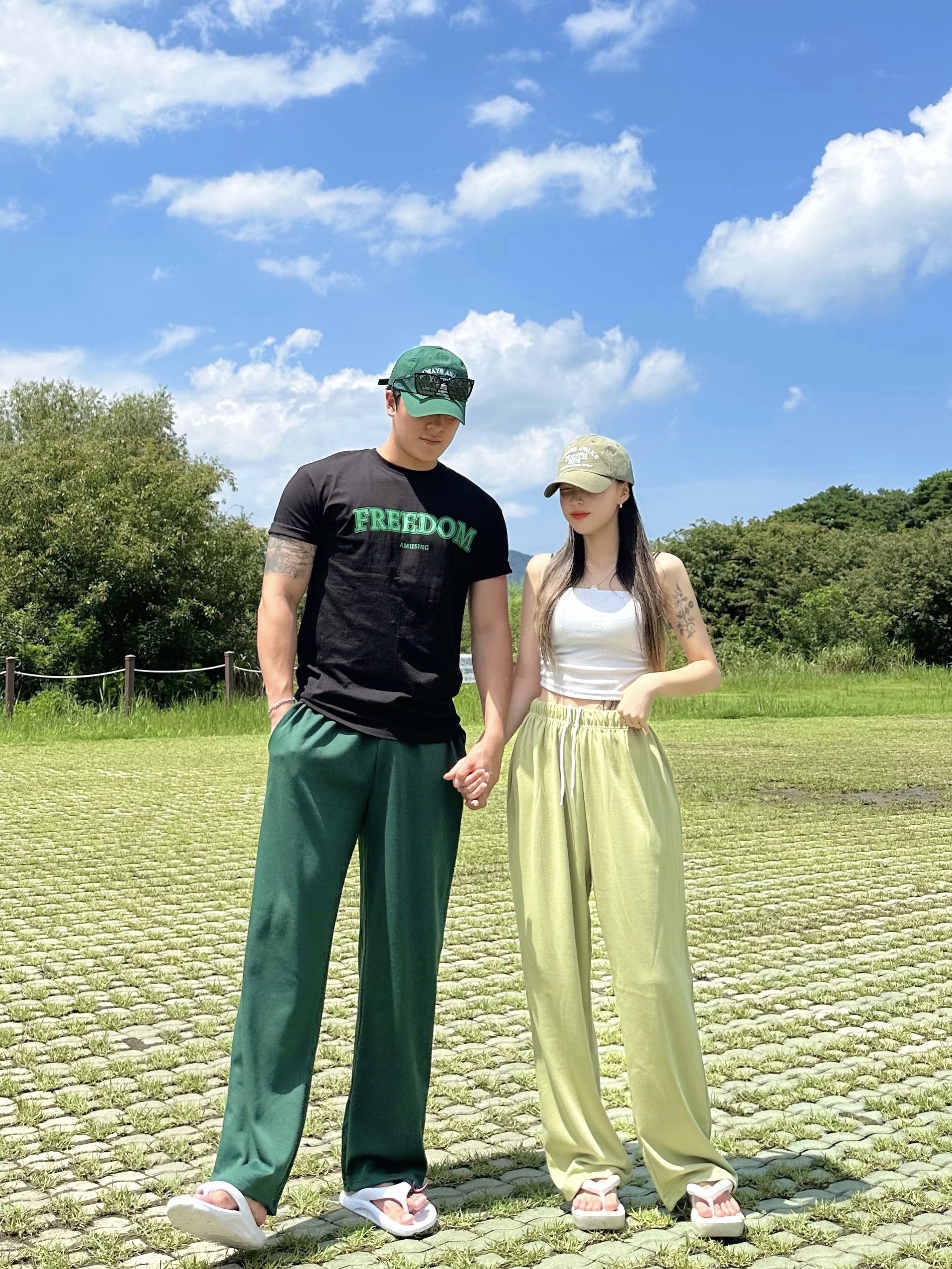 비바블 숏and롱14컬러색감짱 와이드 팬츠 남녀공용 트레이닝 바지 커플룩 긴바지 봄 여름 가을 겨울 사계절 커플바지 꾸안꾸 데일리 데이트 여행 빅사이즈 밴딩 편한 바지