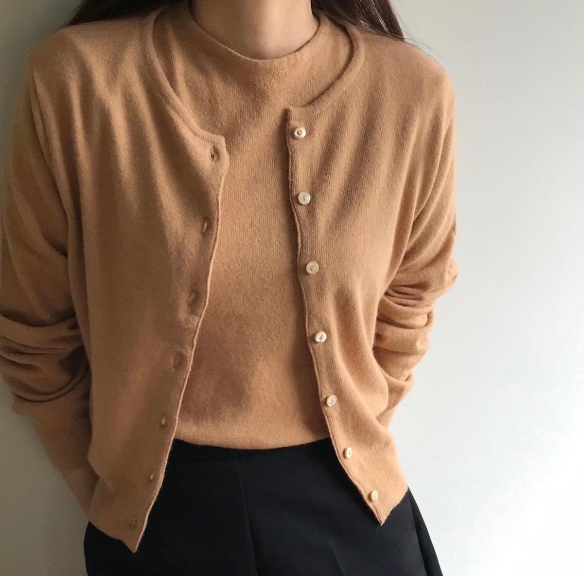 나우어데이즈 founders 파운더스 라쿤 트윈 세트 반팔 니트 긴팔 가디건 set (4col)