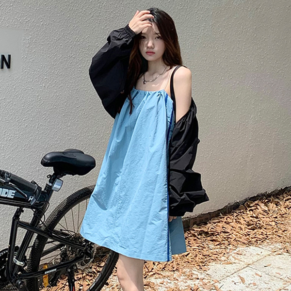 코디세트 볼레로 숄 가디건 서스펜더 미니원피스 세트 Ag115355e