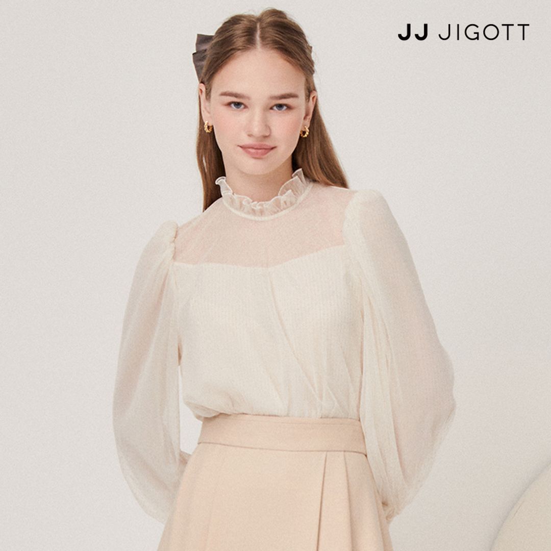 포스티 Jj지고트 메탈 스트라이프 퍼프 블라우스 Gn9a0bl53