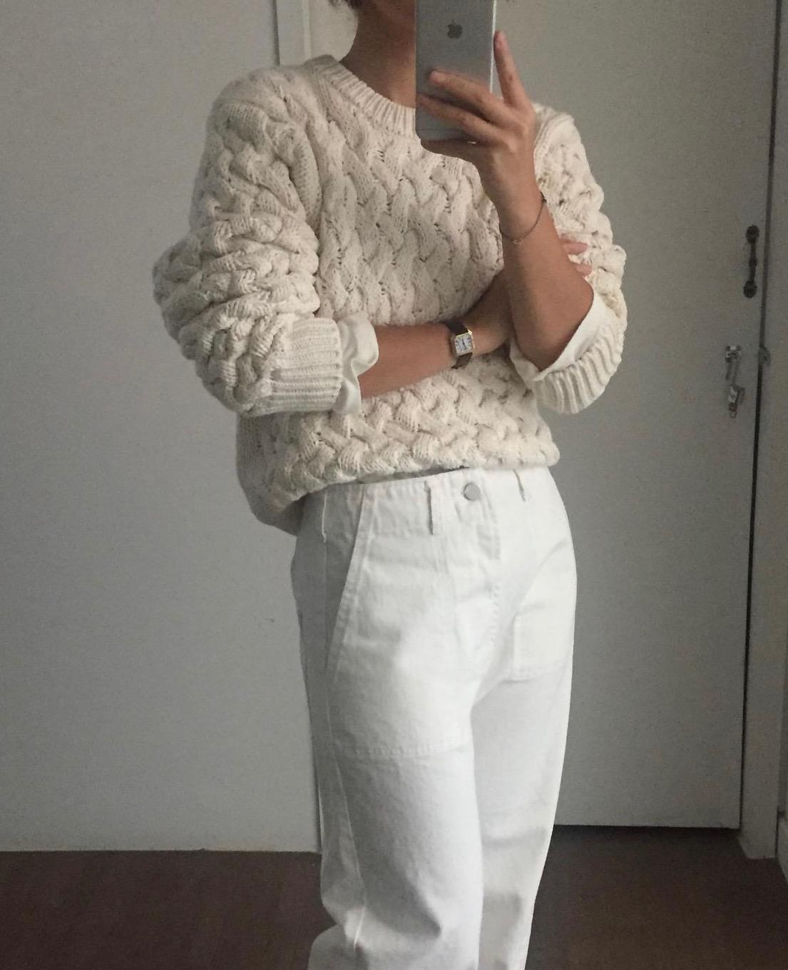 나우어데이즈 carol 캐롤 파이 니트 코튼 케이블 긴팔 라운드 꽈배기 nt (2col)