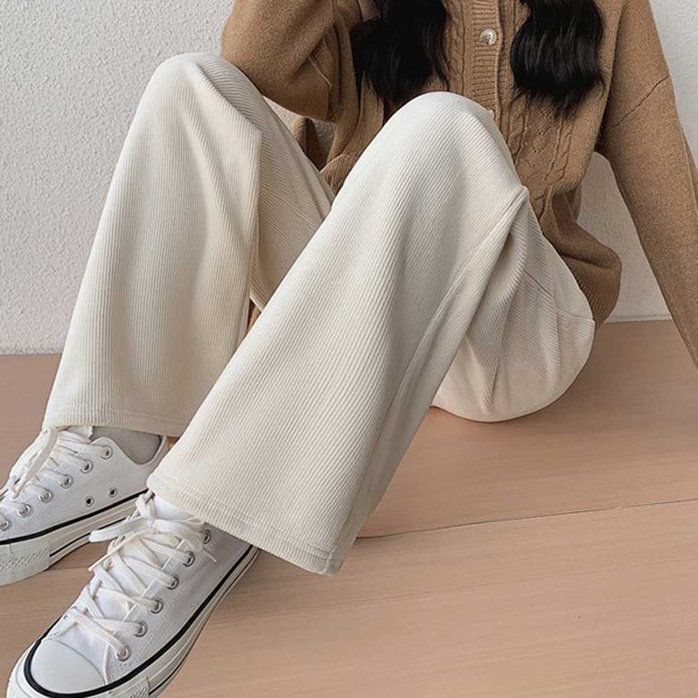 다온이상점 여성편한바지 밴딩슬랙스 여자기모바지 여성정장바지 골지 밴딩 팬츠 두툼 안감 퍼 겨울 방한 바지 데일리 여자겨울바지