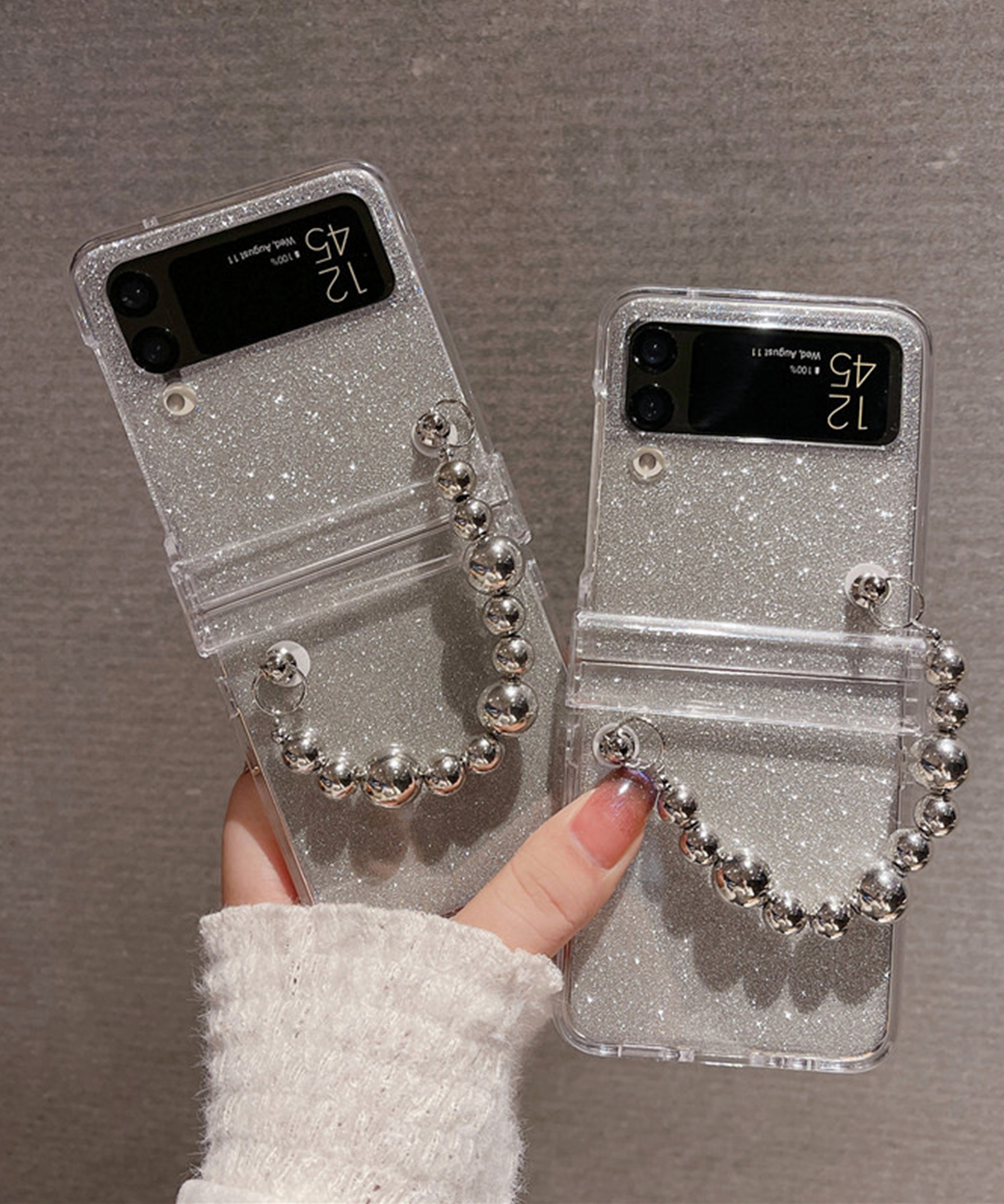 핑크리어카 삼성 갤럭시 Z플립 지플립 3 4 5 6 글리터 반짝이 실버 구슬 스트랩 투명 유니크 키치 심플 핸드폰줄 손잡이 핸드폰 휴대폰 폰 지플립케이스 지플립6 Z플립5 케이스